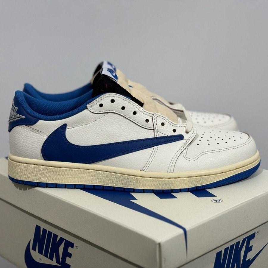 Fragment Design x Travis Scott x Air Jordan 1 Retro Low OG SP 'Sail Military Blue' - WellKicks.com