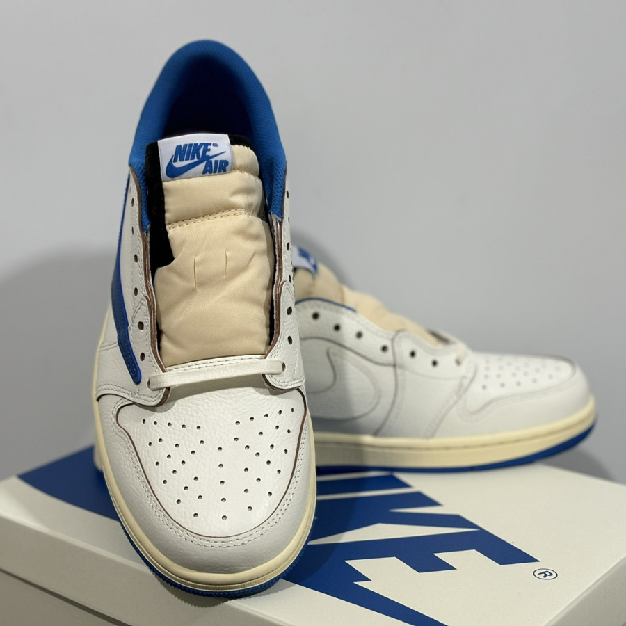 Fragment Design x Travis Scott x Air Jordan 1 Retro Low OG SP 'Sail Military Blue' - WellKicks.com